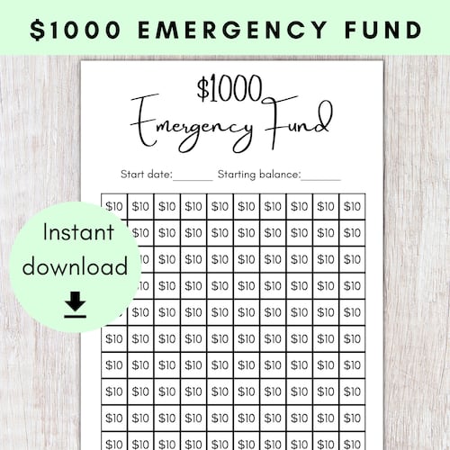 Printable Emergency Fund Savings Tracker / 1000 Dollar Savings - Etsy