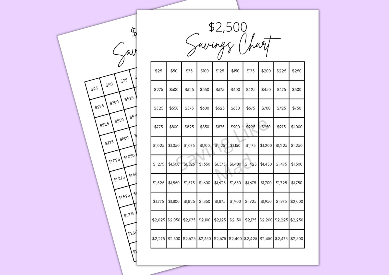 2 500 Dollar Savings Chart 2500 Savings Progress Tracker Printable 2 500 Dollar Savings Chart 2500 Savings Progress Tracker Printable