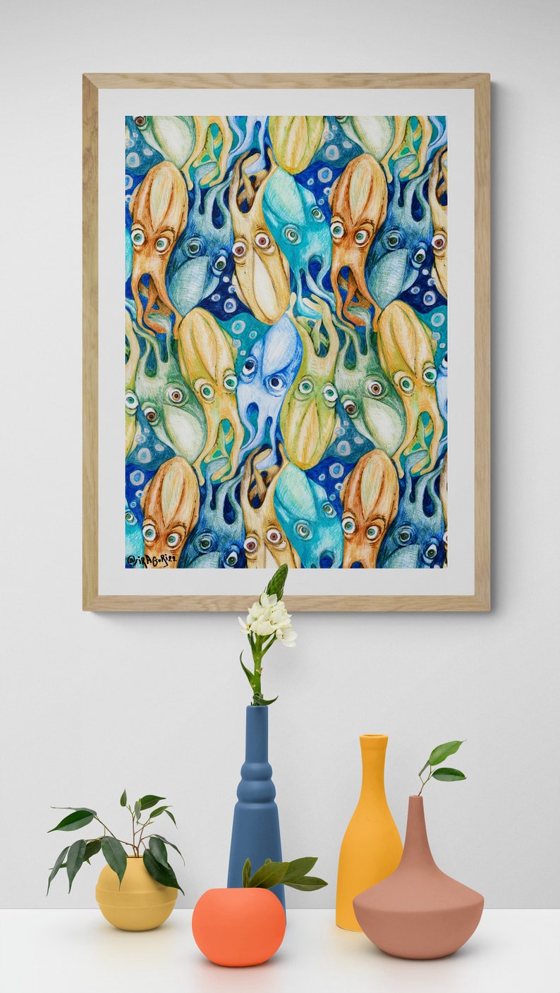 Printable Art of Octopuses . Digital Print for Download. Ideal for Kids ...