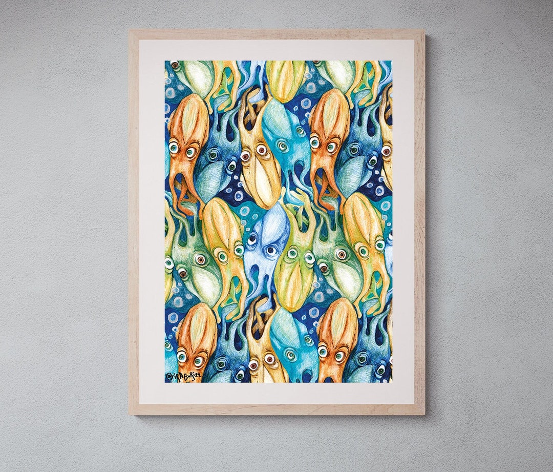 Printable Art of Octopuses . Digital Print for Download. Ideal for Kids ...