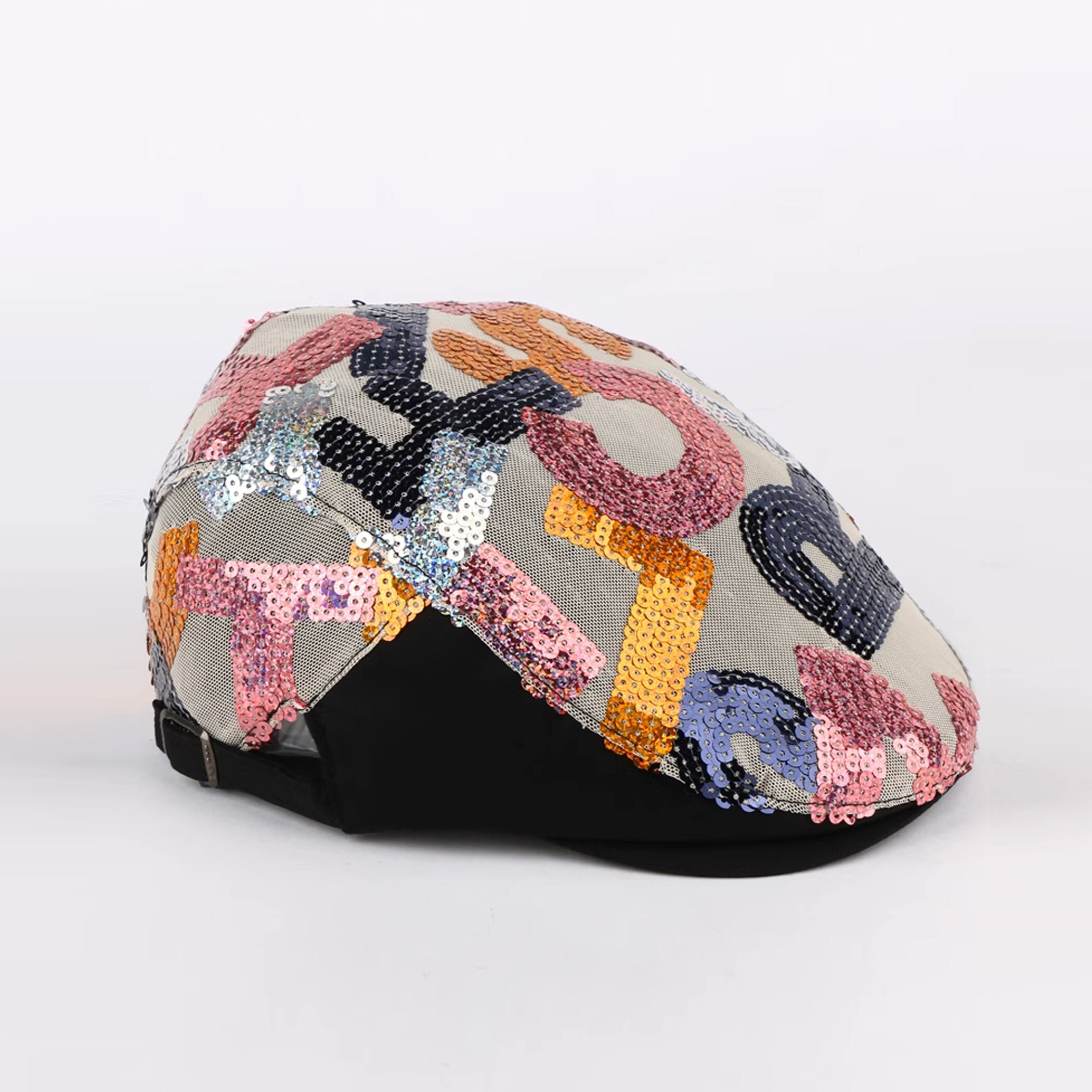 Sequin Alphabet Patchwork Newsboy Cap, Men Driver Cap, Shiny Letters ...