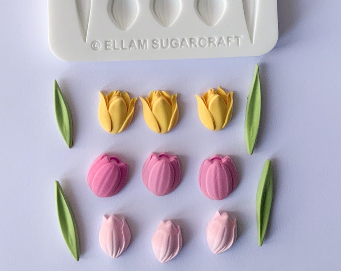 Spring Tulips 3 Tulip Flowers Designs Repeat 9 Cavity Silicone Craft ...