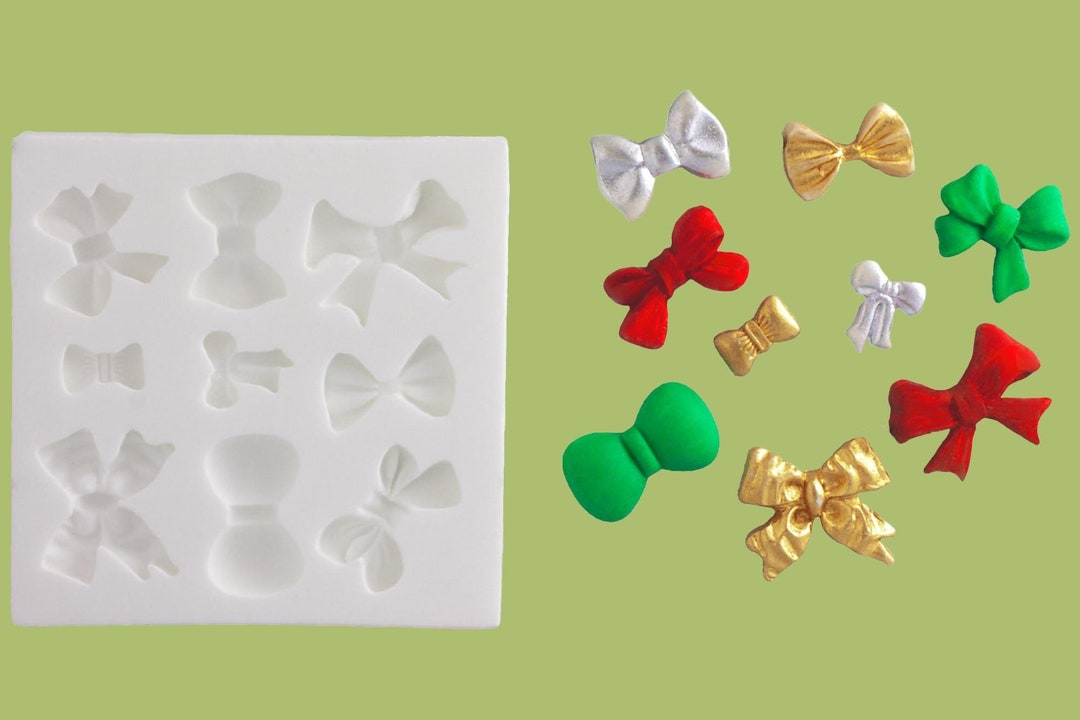 Ribbon Bows, Bow, 9 Cavity Silicone Craft Mould, Food Safe for Cupcake ...