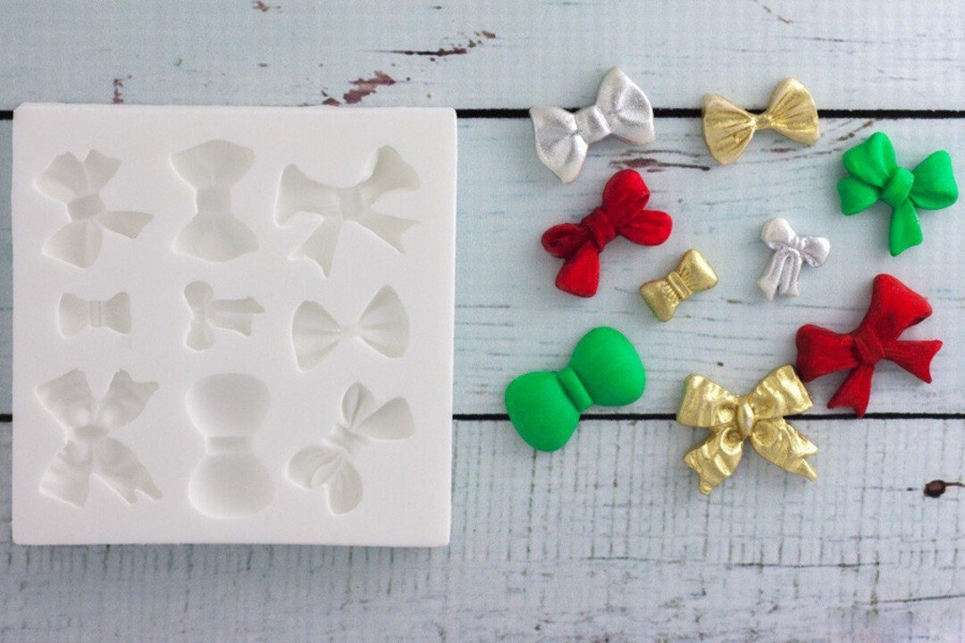 Ribbon Bows, Bow, 9 Cavity Silicone Craft Mould, Food Safe for Cupcake ...