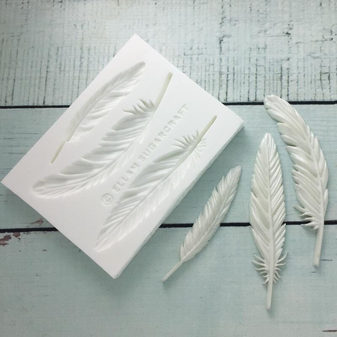 3 Detailed Feather Feathers 6cm 7cm 8.5cm Silicone Craft Mould Food ...