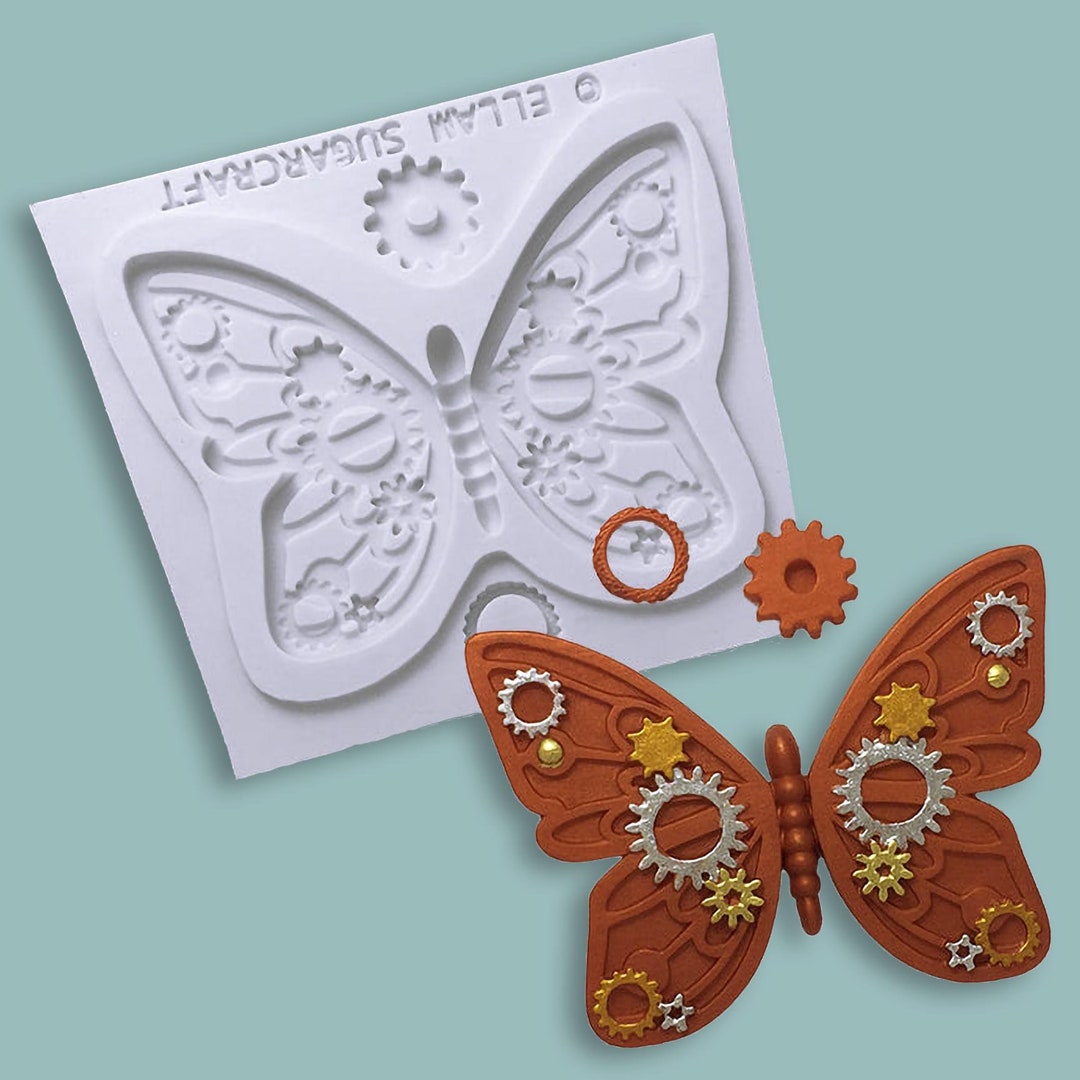 Steampunk Butterfly Cogs Silicone Craft Mould, Food Safe for Cupcake ...