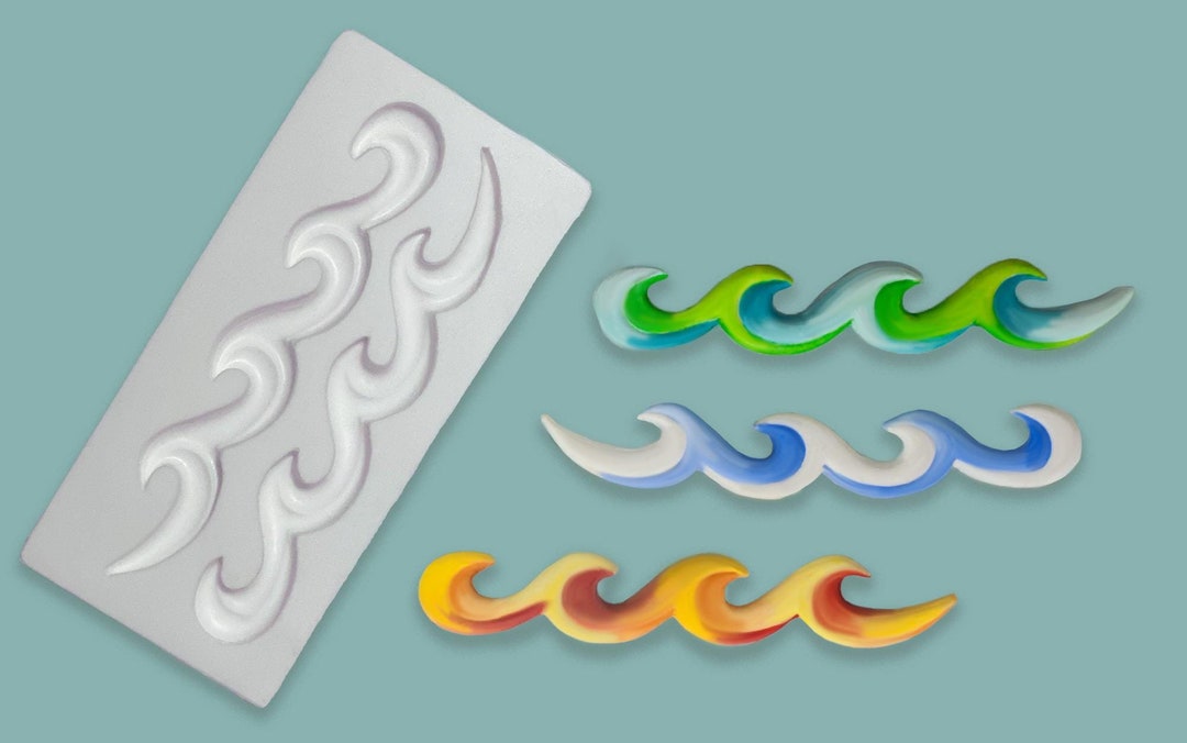 Ocean Waves Silicone Craft Mould, Food Safe for Cupcake Toppers ...