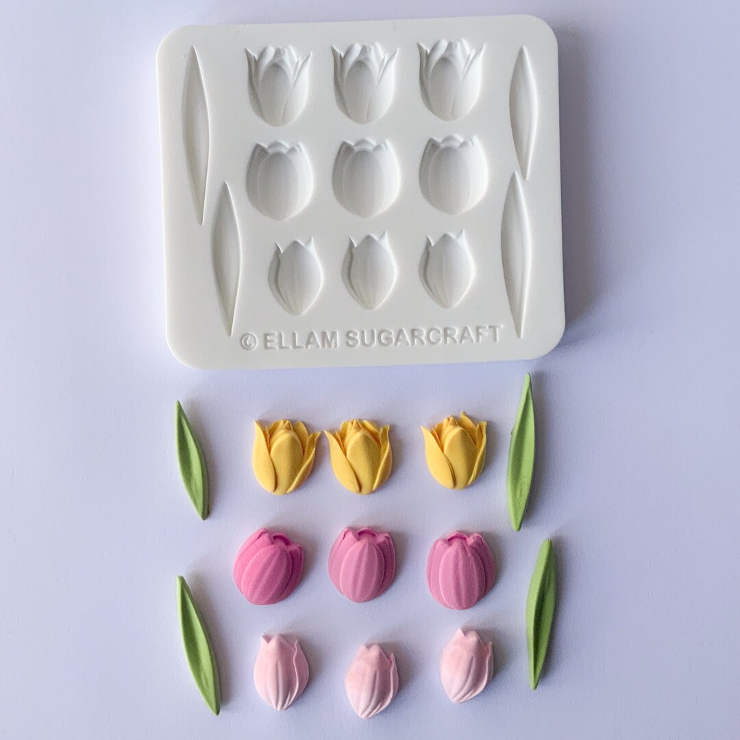 Spring Tulips 3 Tulip Flowers Designs Repeat 9 Cavity Silicone Craft ...