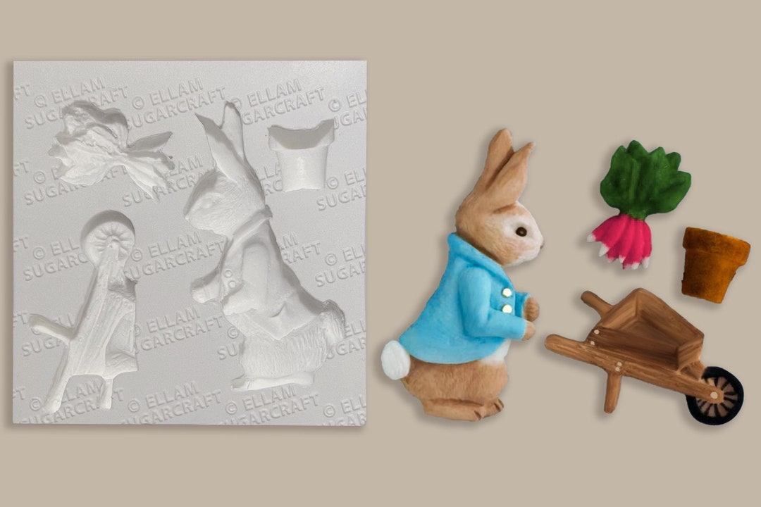 Beatrix Potter Inspired Peter Rabbit Style Wheelbarrow Bunny Silicone ...
