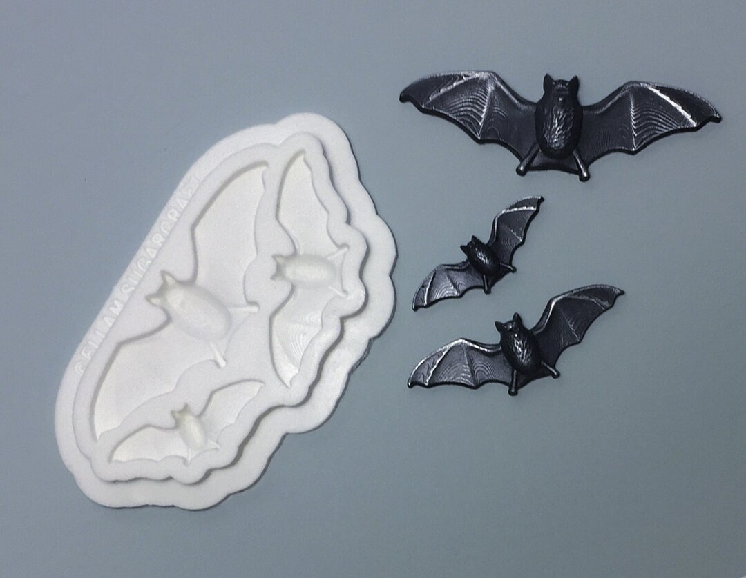 Halloween Bats 3 Cavity Bat Mould Silicone Craft Mould, Food Safe for ...