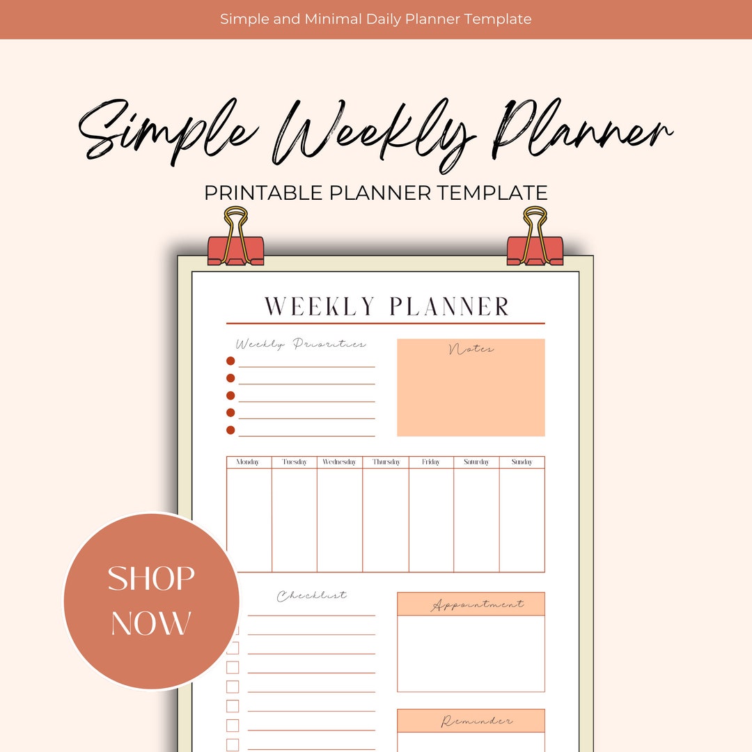 Orange Printable Weekly Planner // Printable Planner, Daily Tasks ...
