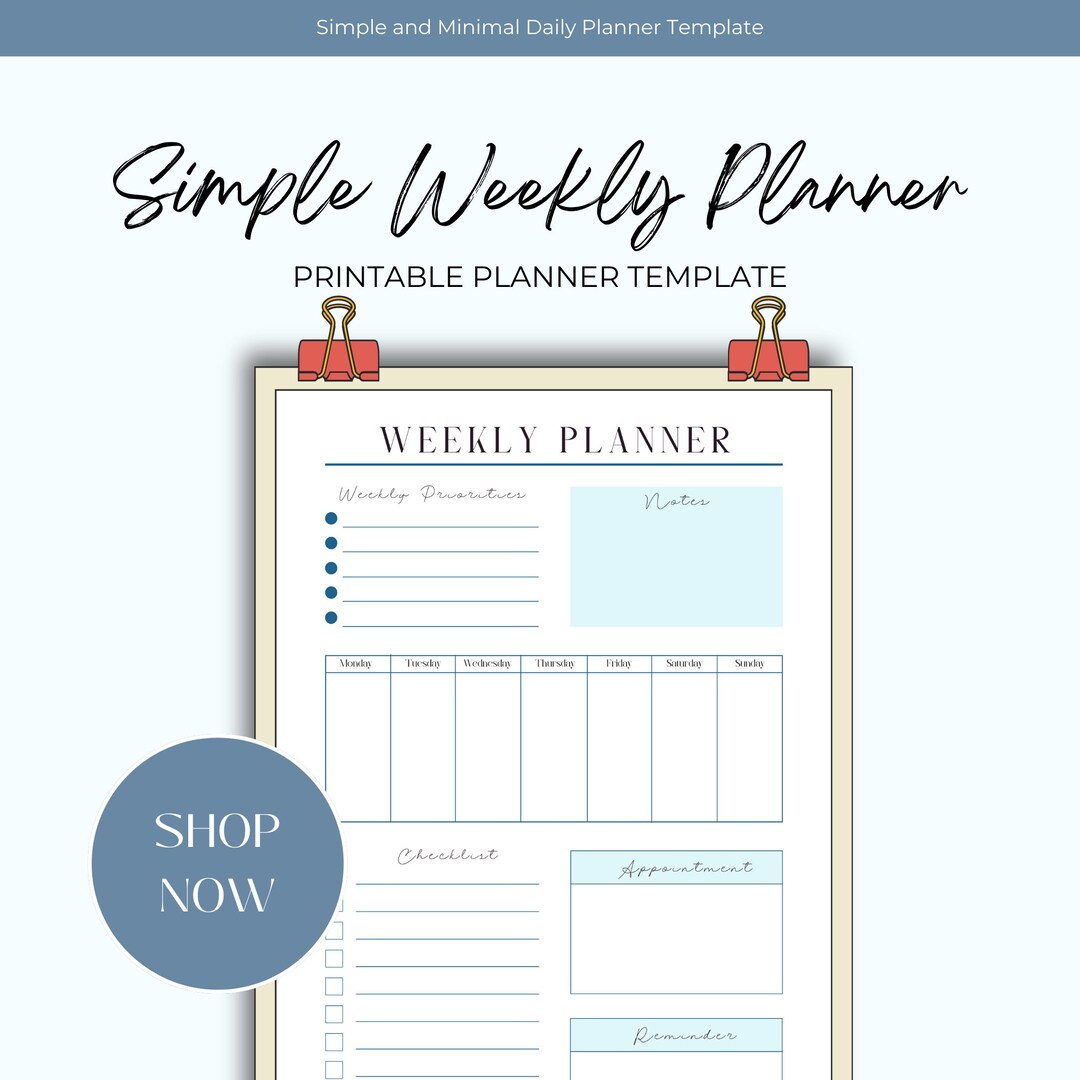 Blue Printable Weekly Planner // Printable Planner, Daily Tasks ...