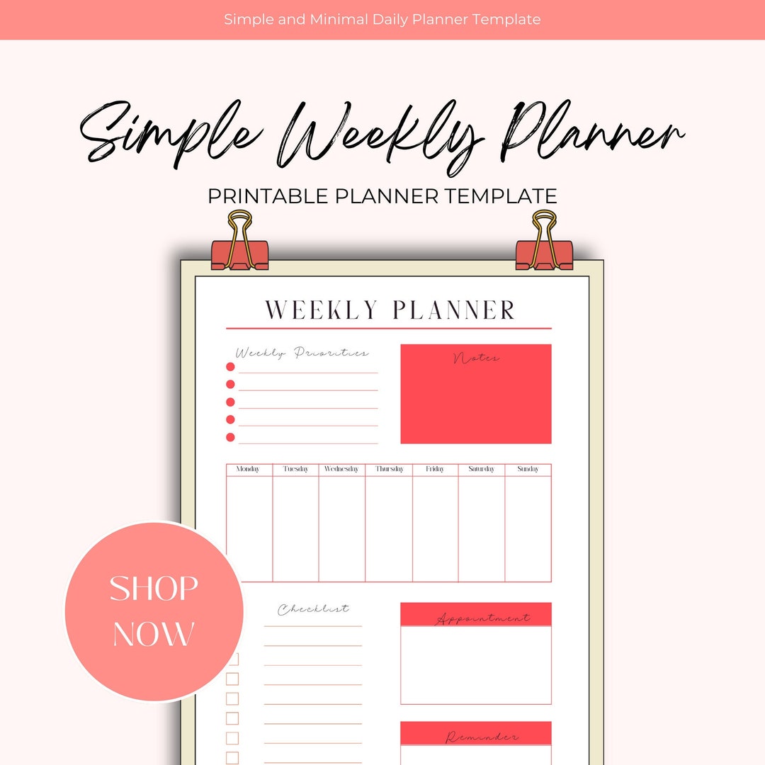 Pink Printable Weekly Planner // Printable Planner, Daily Tasks ...