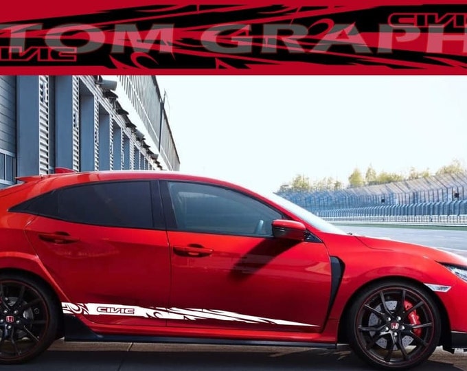 Set of Two Honda Civic Side Stickers Graphics Racing Sport Styling ...