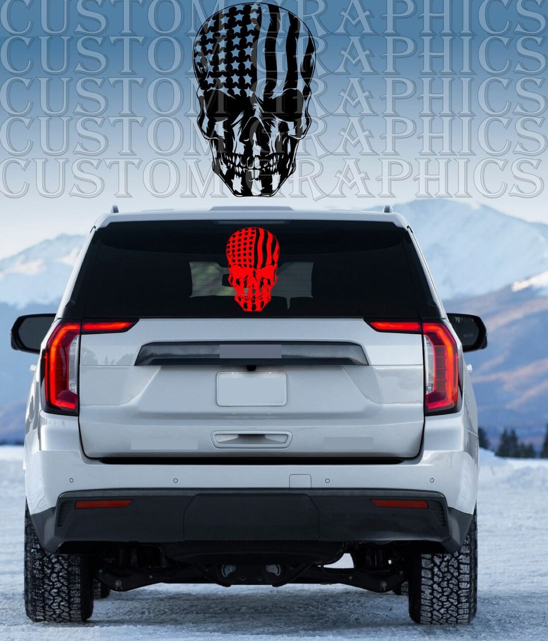 Premium Vinyl Back Window Stickers Compatible With Yukon Mountain Skull ...