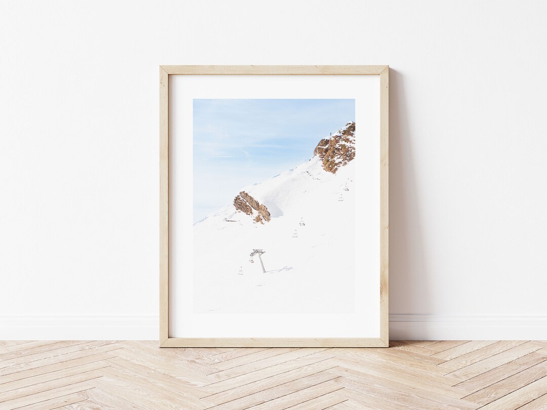 Ski Print Ski Printable Wall Art the Alps Print Snow Art Avoriaz Ski ...