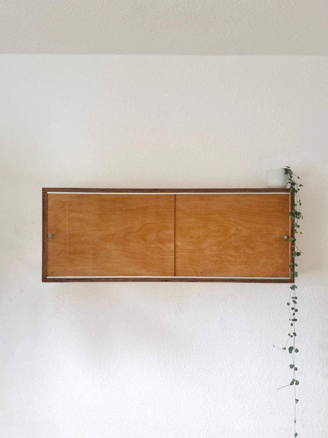 Floating Wall Cabinet in Oak Look With Sliding Doors, Solid Wood, Solid ...