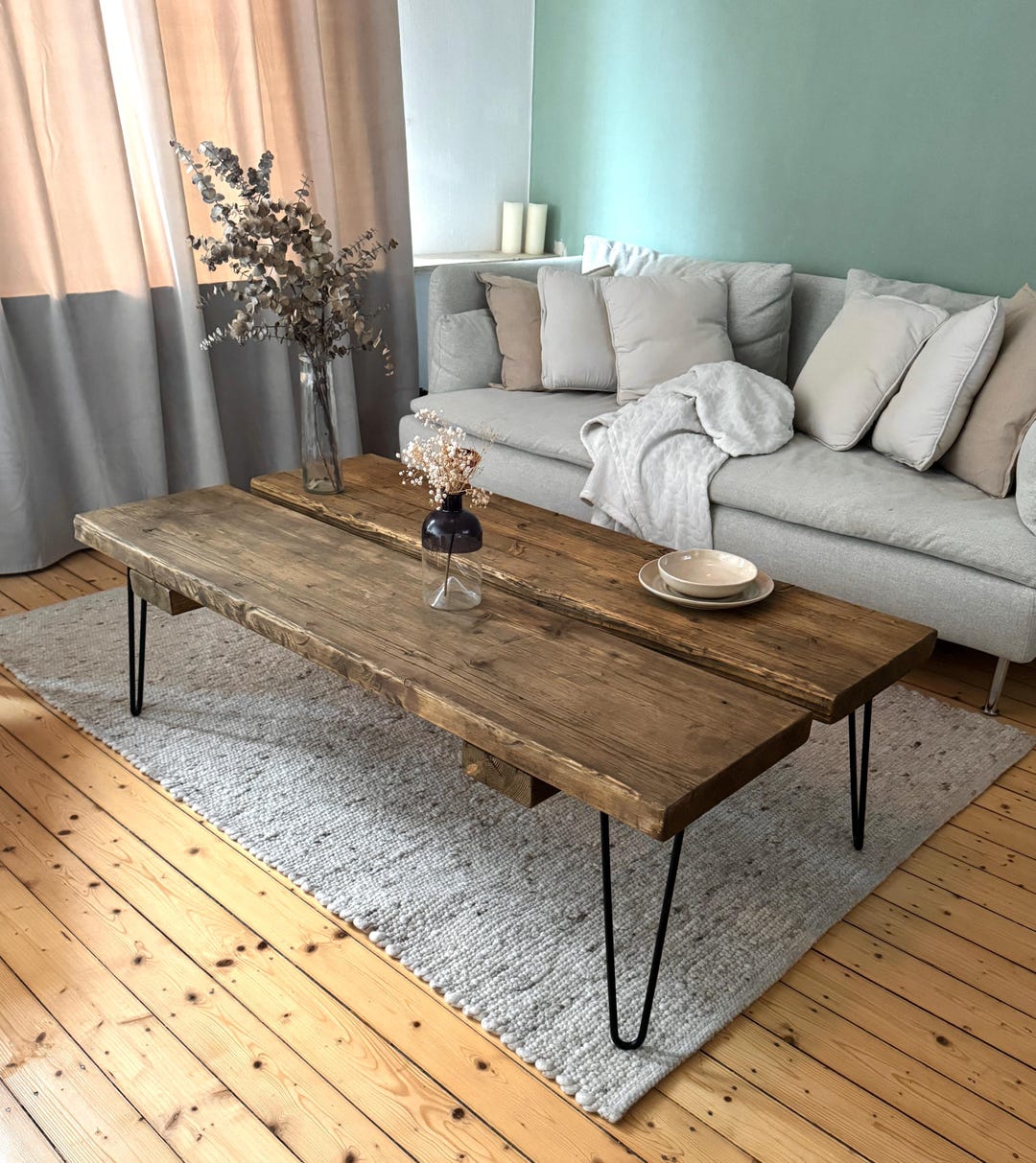 Rustic Coffee Table Oak Look Coffee Table Made of Scaffolding Planks ...