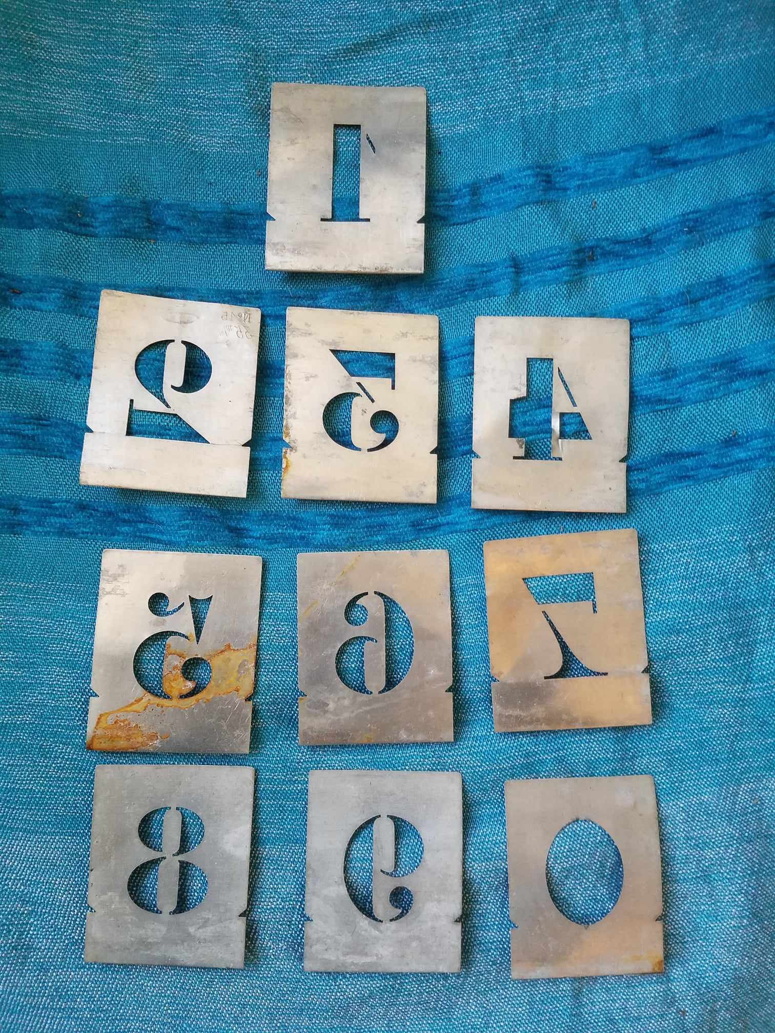 Vintage French Number 0 to 9 Aluminium Stencils, 35mm Numbers,french ...