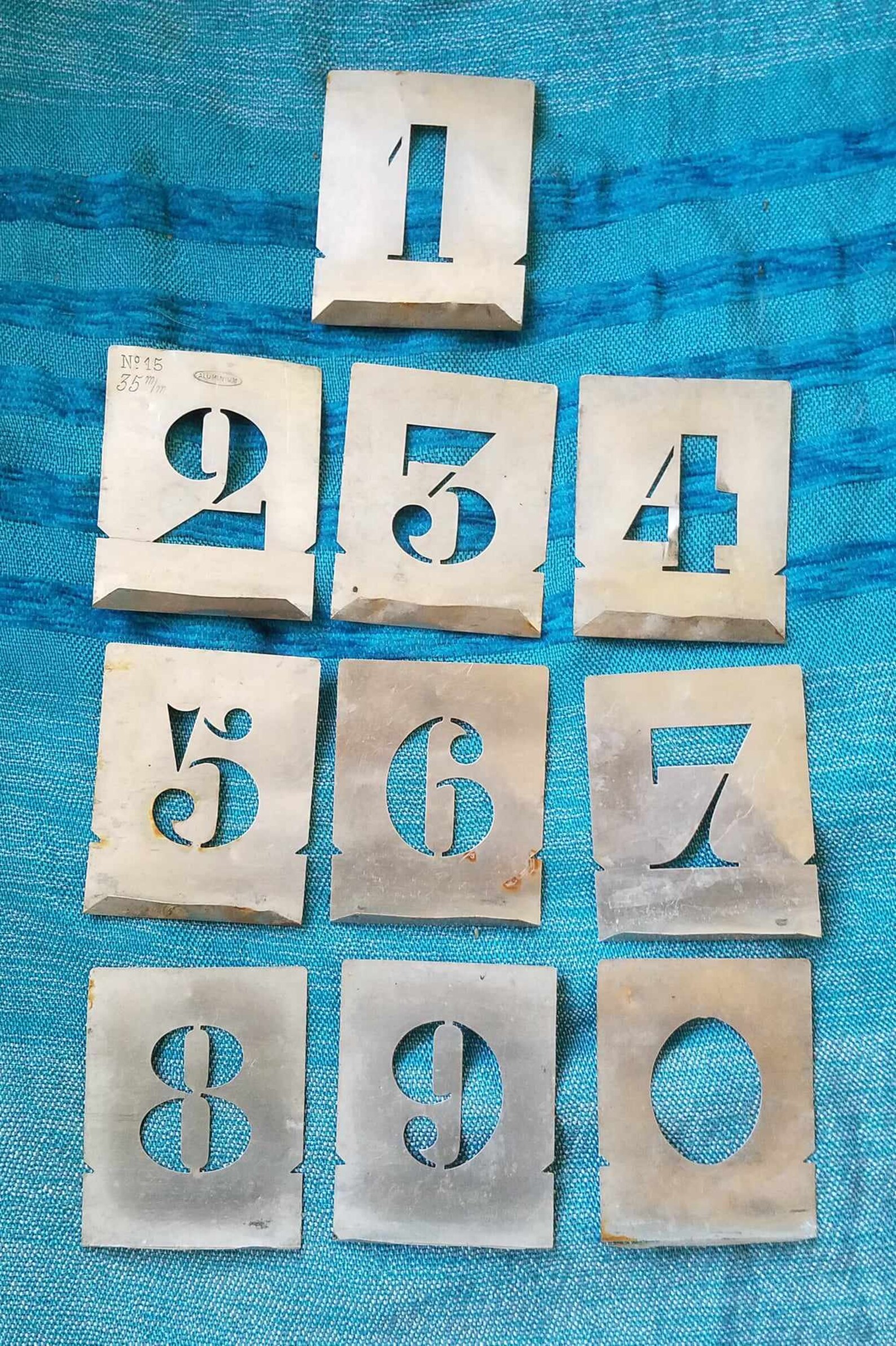Vintage French Number 0 to 9 Aluminium Stencils, 35mm Numbers,french ...