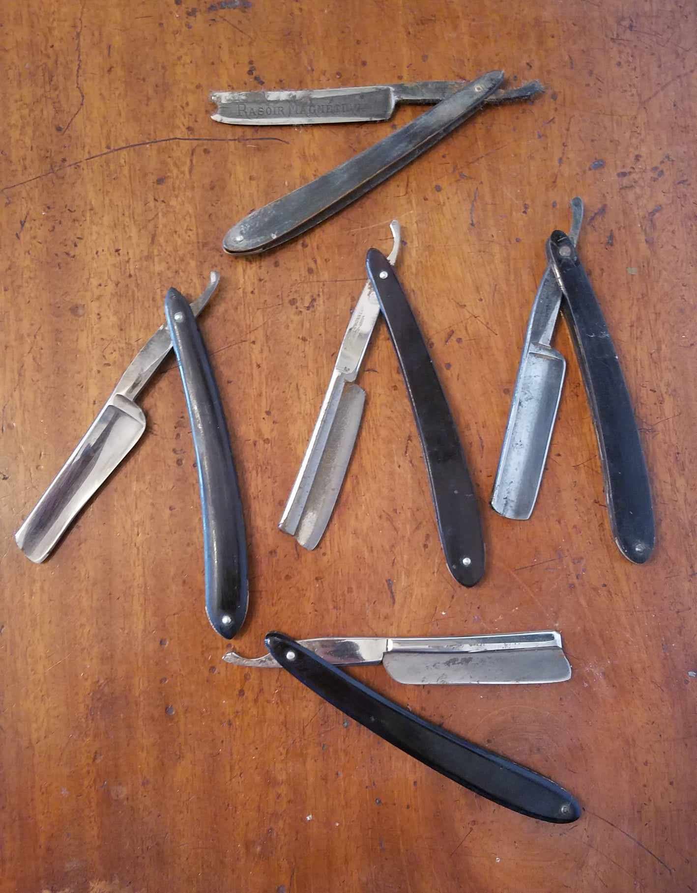 5 Cut Throat Razors, Antique Shaving Straight Razor, Razor Blade ...