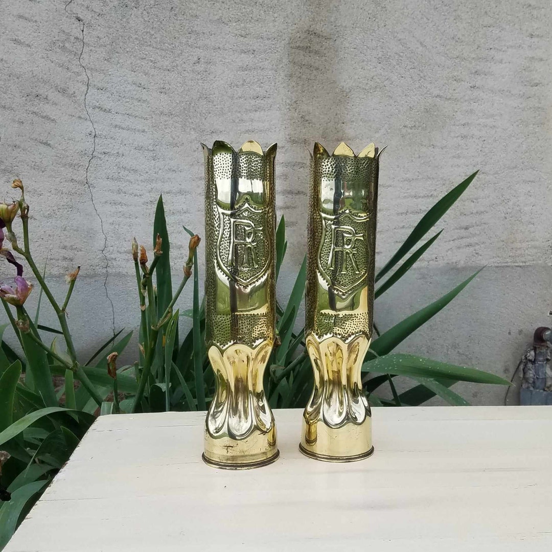 Pair of WW1 French Shell Casings, French Republique Francais Trench Art ...