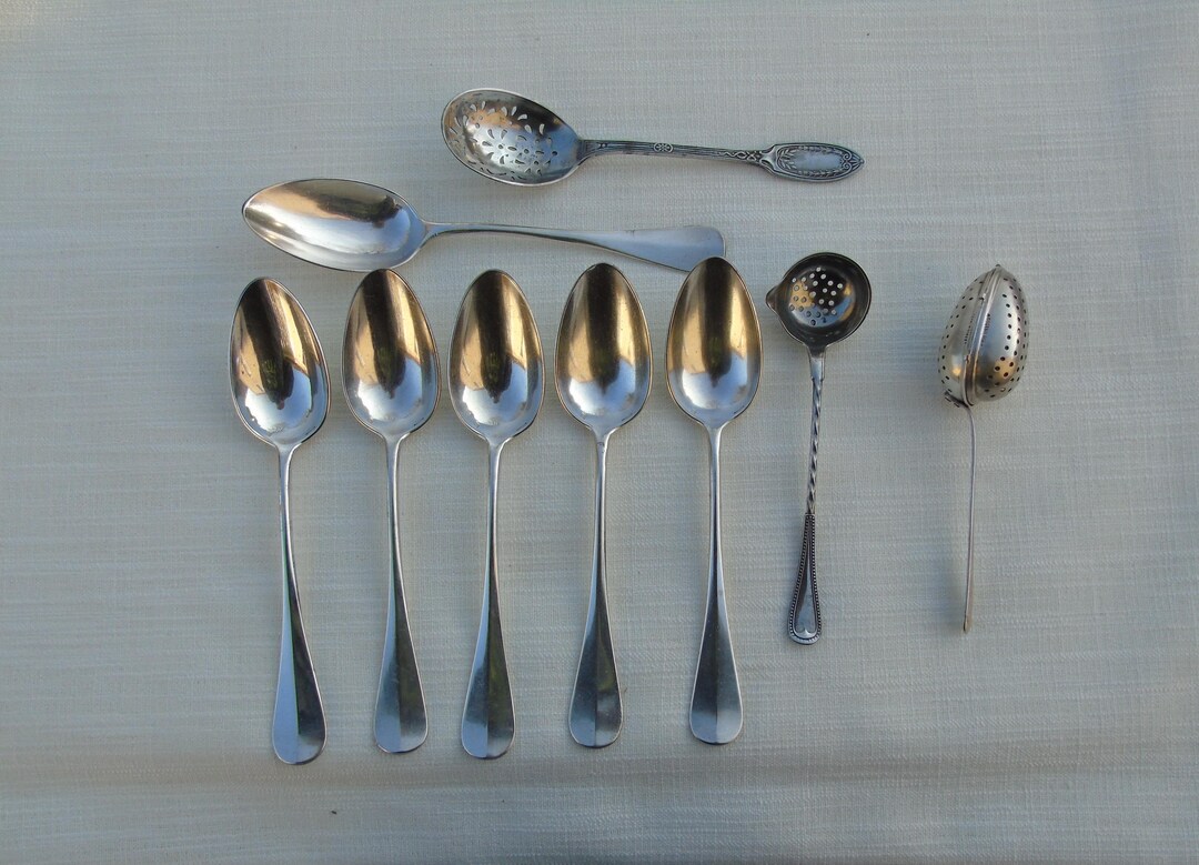 Vintage Christofle Silver Plated Spoons Set: French Cutlery & Infuser ...