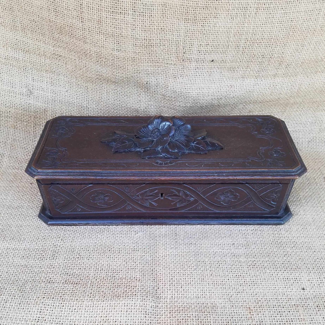 Antique Hand Carved Black Forest Jewelry Box – German Keepsake Casket ...