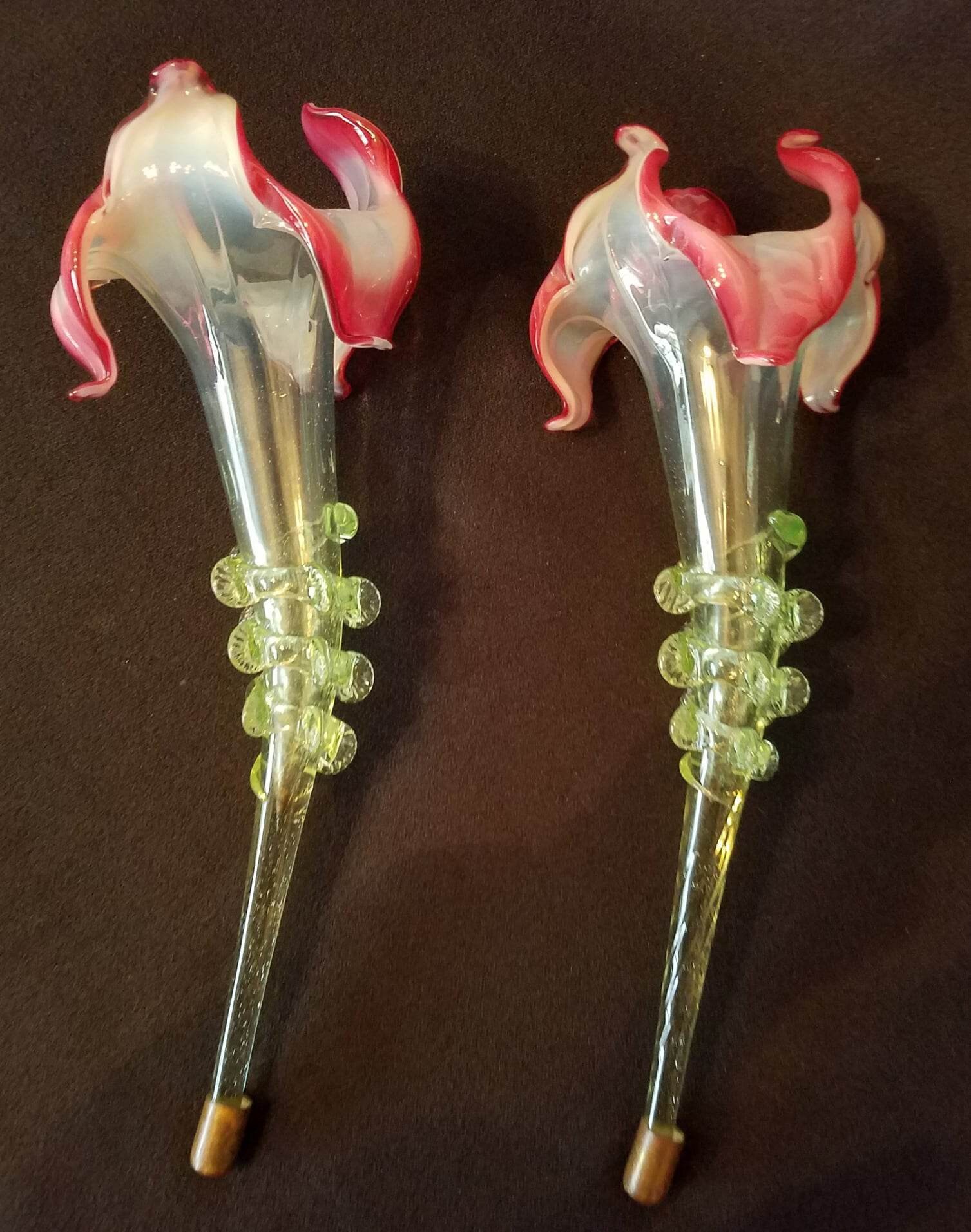 Antique Epergne Vaseline / Opalescent / Opaline Glass Trumpets - Etsy