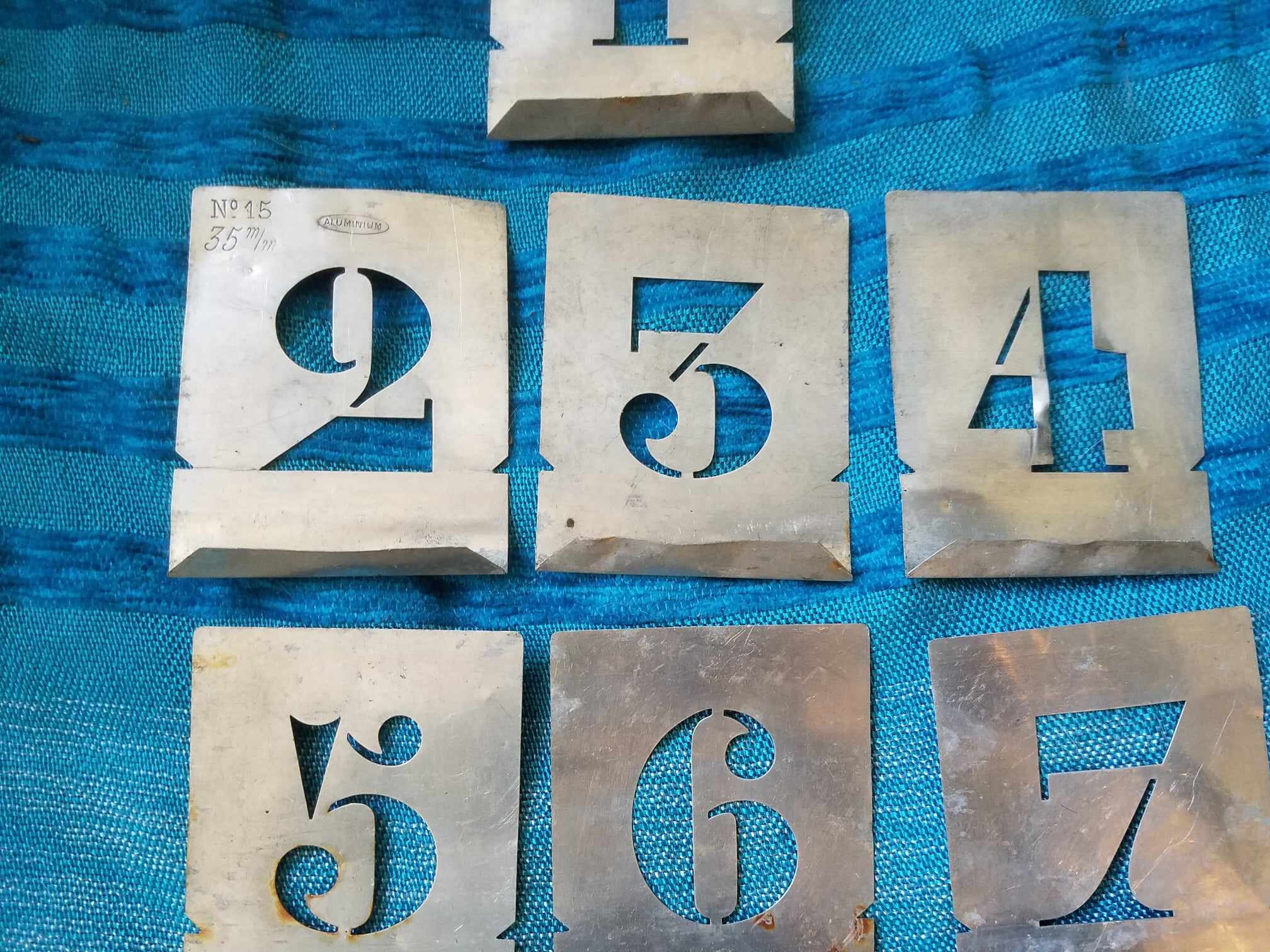 Vintage French Number 0 to 9 Aluminium Stencils, 35mm Numbers,french ...
