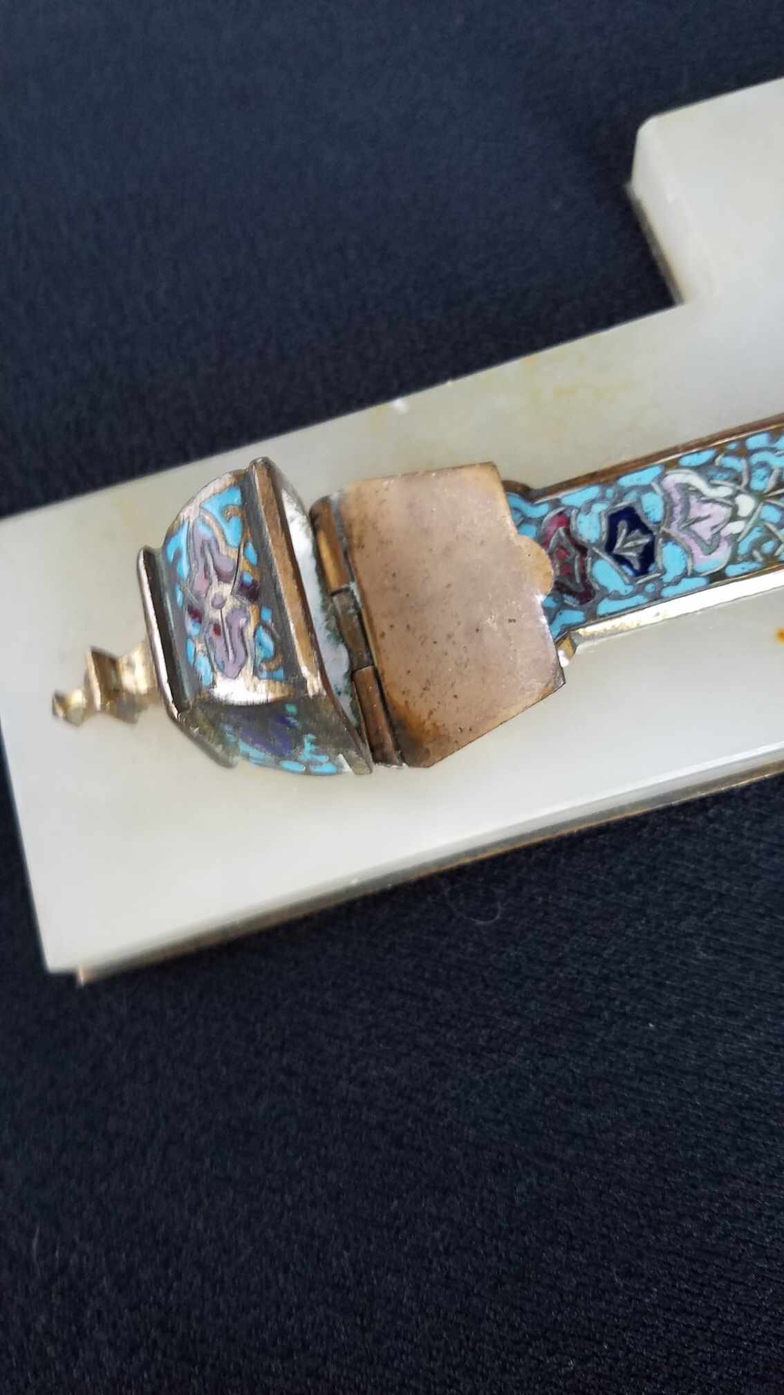 Antique French Cloisonne Enamel and Onyx Crucifix Cross & Benetier ...