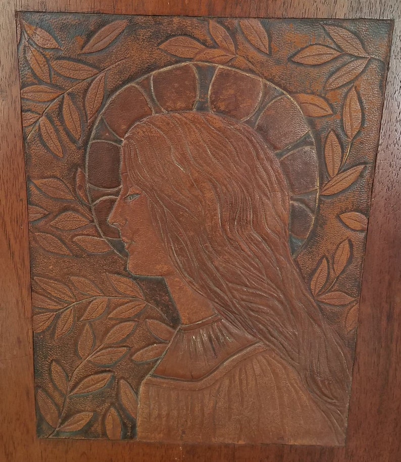 Art Nouveau 1920's Pre Raphaelite Style Leather Embossed French Wall ...