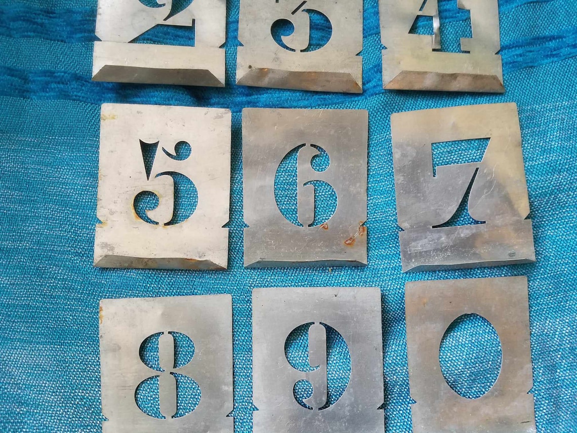 Vintage French Number 0 to 9 Aluminium Stencils, 35mm Numbers,french ...