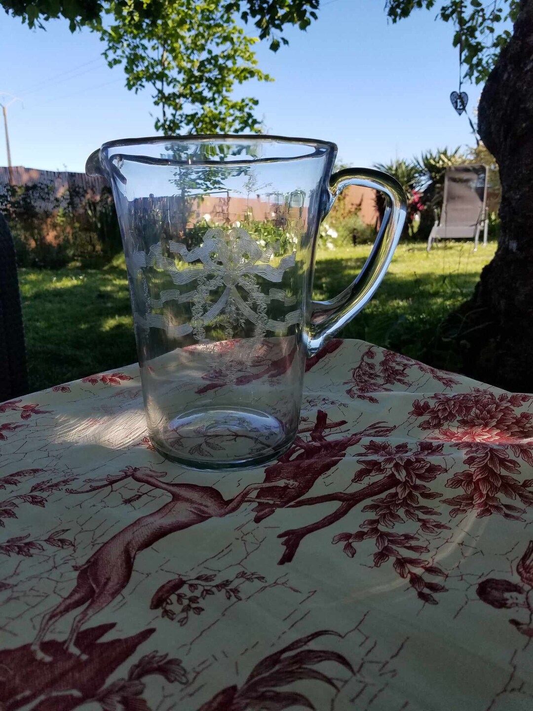 Vintage Crystal Glass Hand Blown French Jug-pitcher With Acid Etched ...