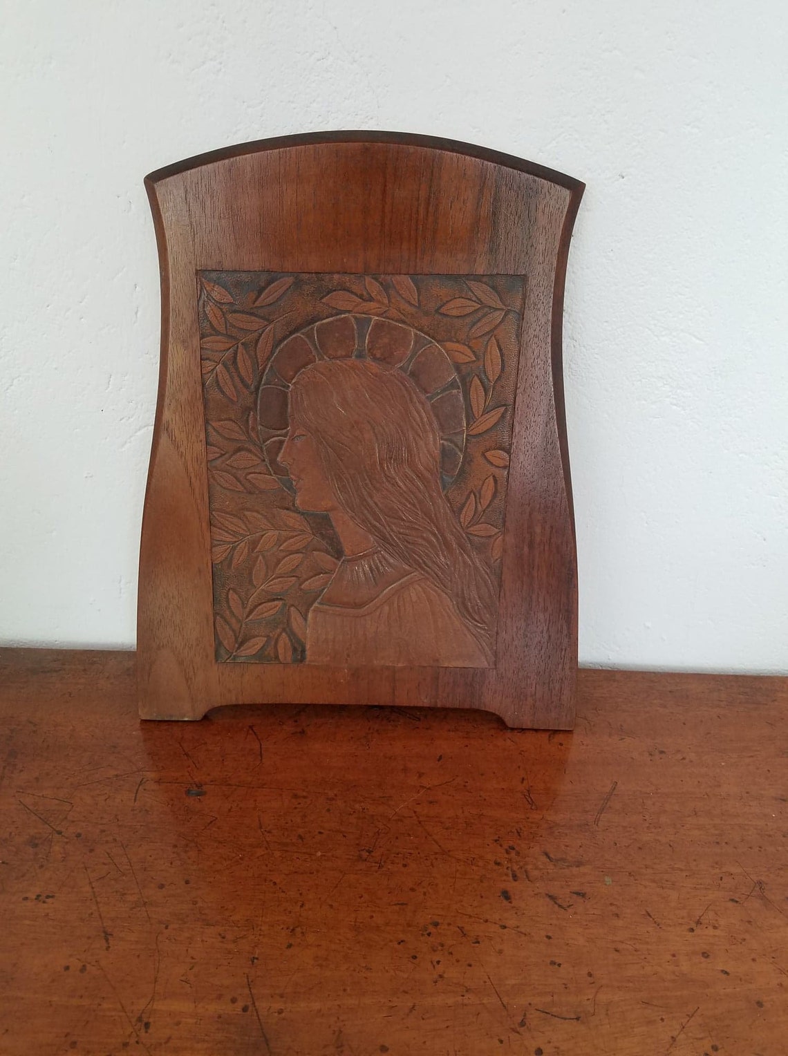 Art Nouveau 1920's Pre Raphaelite Style Leather Embossed French Wall ...