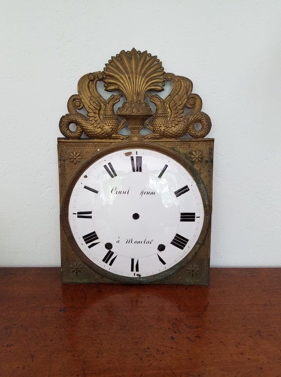 Antique French Long Case Clock Face and Clock Mount Pediment - Etsy