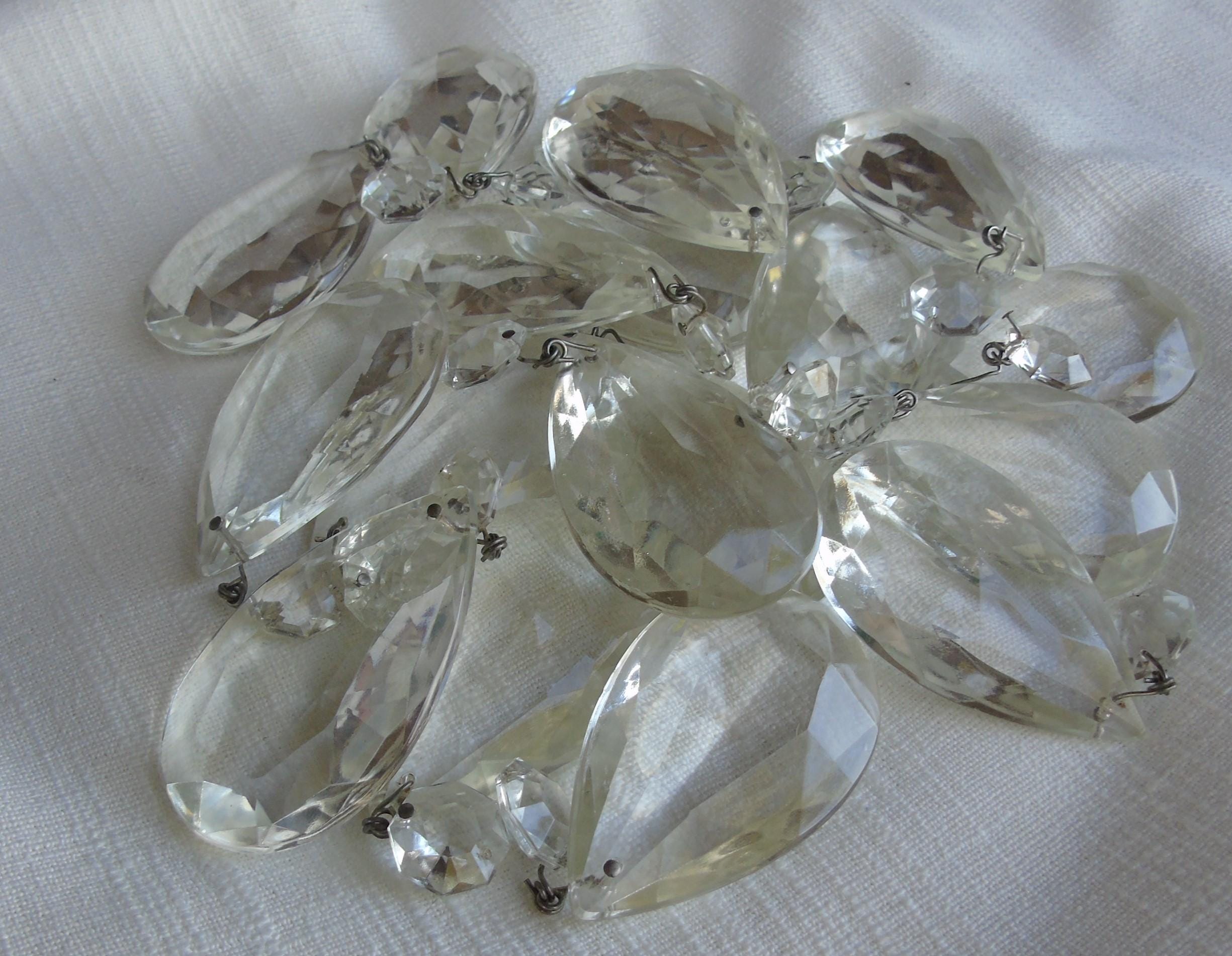 18 Vintage Clear Glass Chandelier Droplets, 1950s French Lighting Parts ...