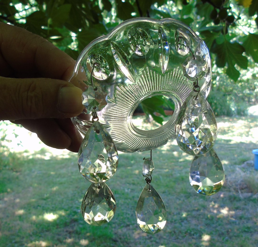 Vintage French Chandelier Bobeche Bowls With Glass Droplets - Etsy