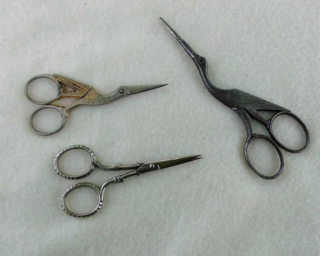 3 Pairs of Vintage Sewing Scissors,3 Vintage Crafting-sewing-lace ...