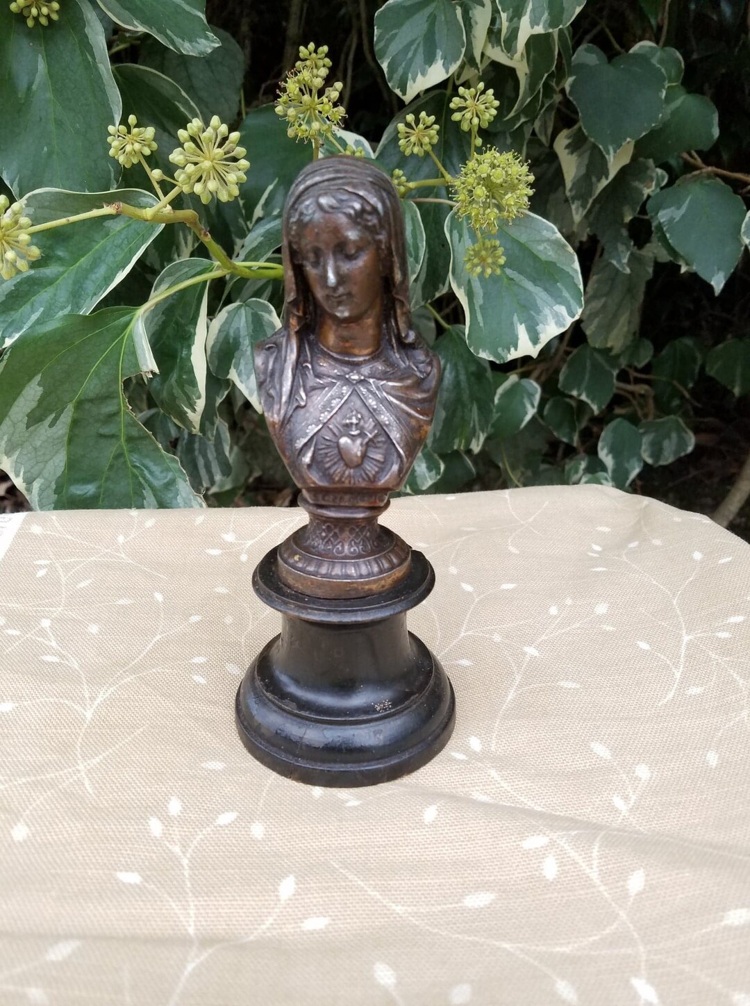 Antique French Spelter Statue of Mary Christ Sacred Heart - Etsy