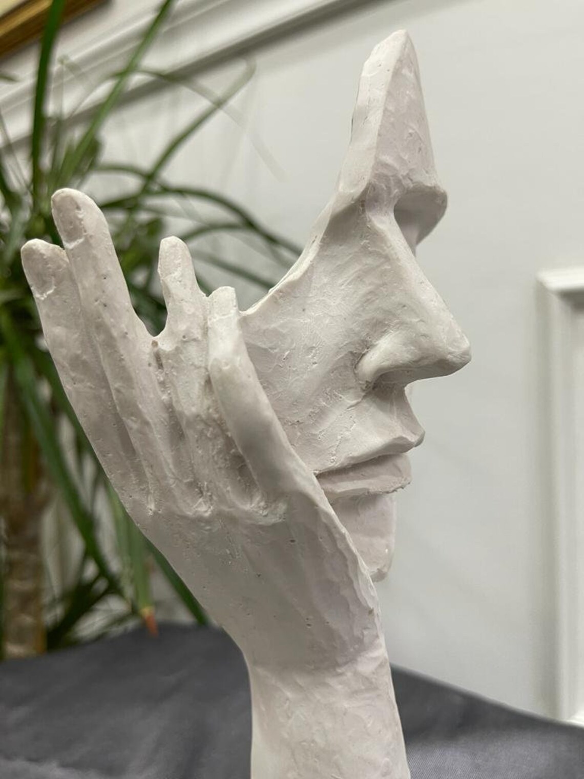 Mask on Cheek Statue Mask Art Sculpture White Home Decor - Etsy