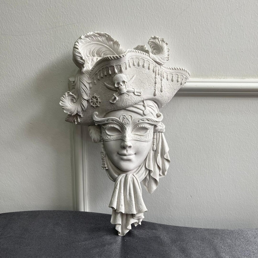 Handcrafted Wall Decor Pirate Mask Statue - Unique Nautical-inspired ...