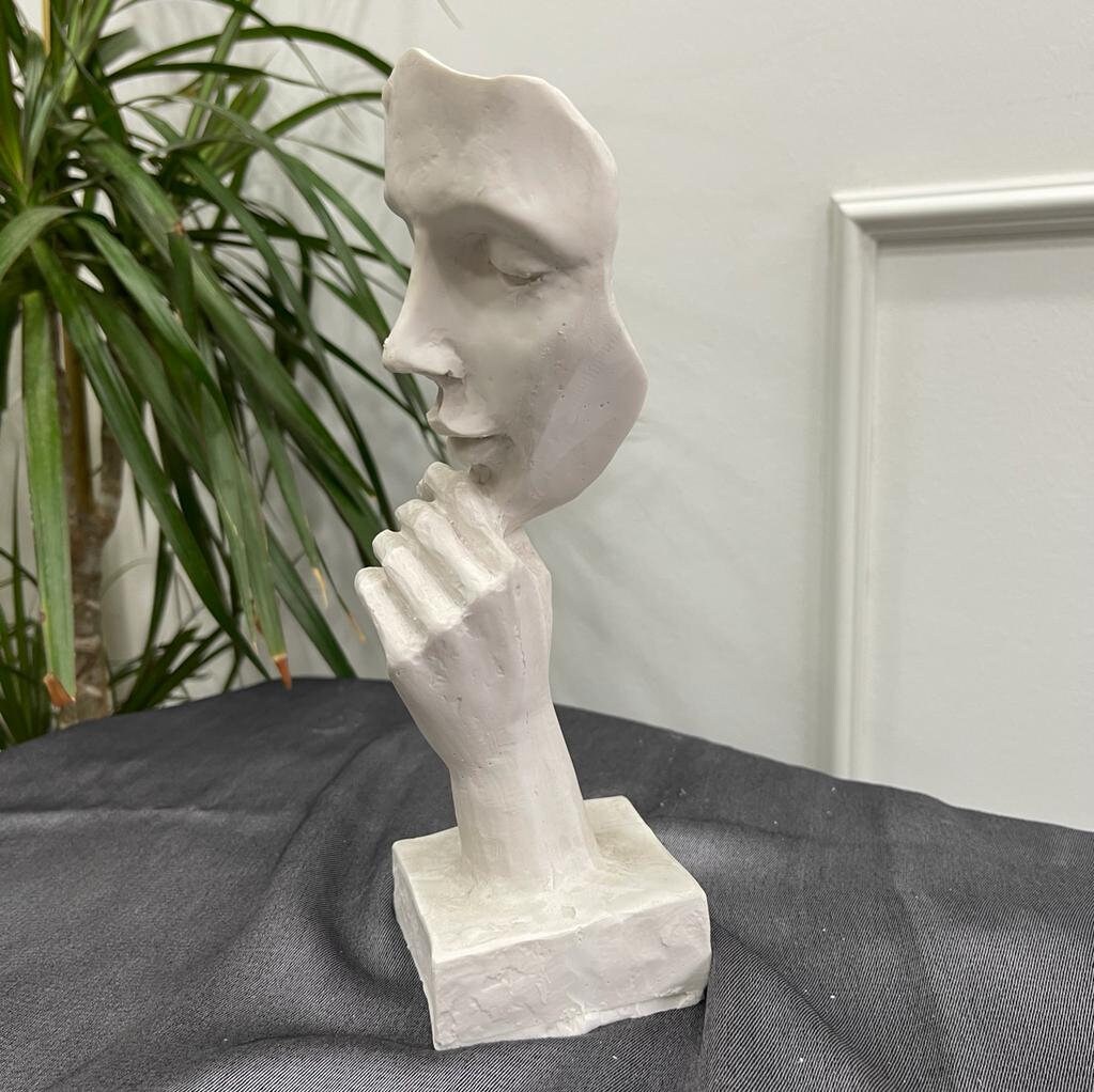 Mask on Her Chin Statue Mask Art Sculpture White Home Decor - Etsy