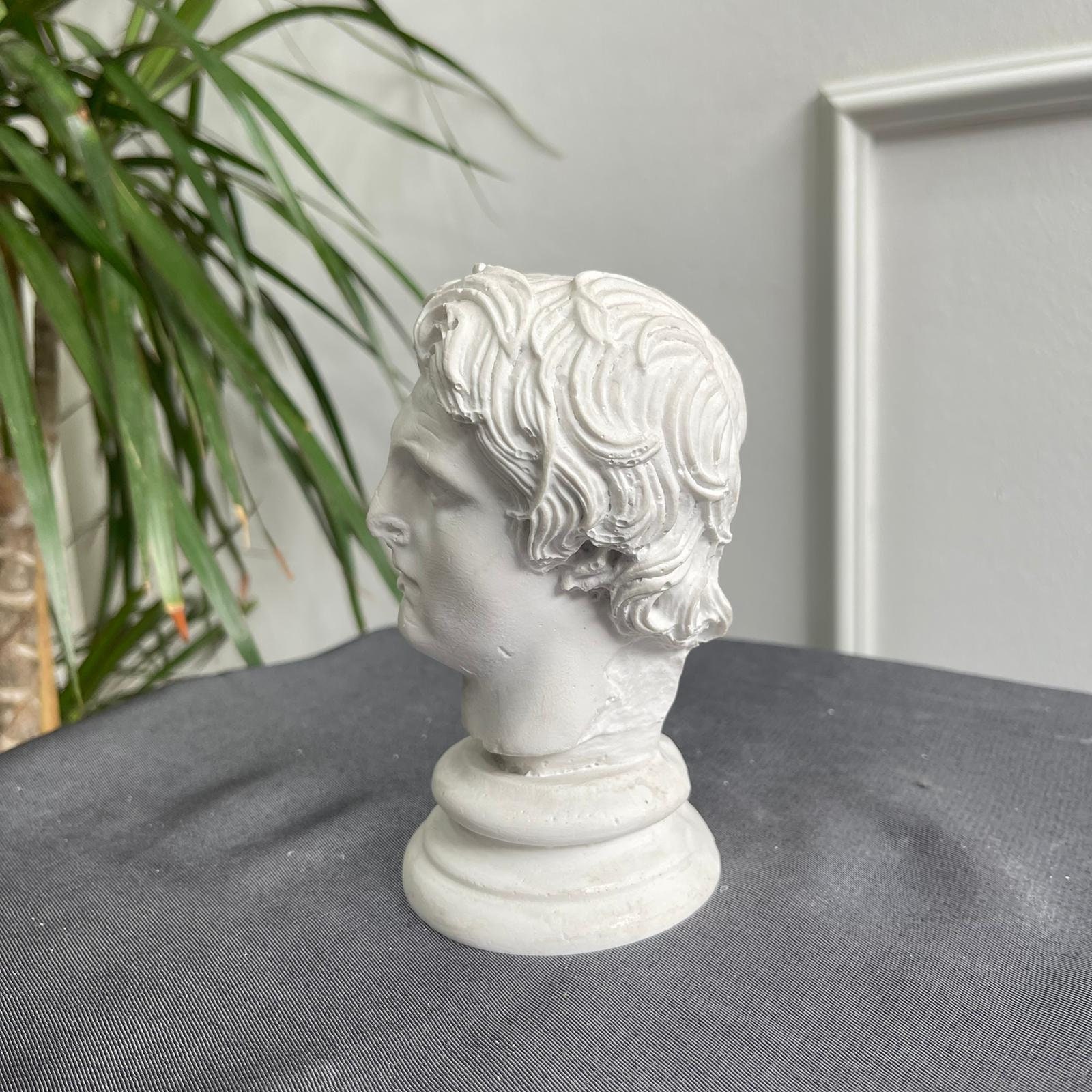 Mini Man Bust Statue, Mini Art Sculpture, White Home Decor, Handmade ...