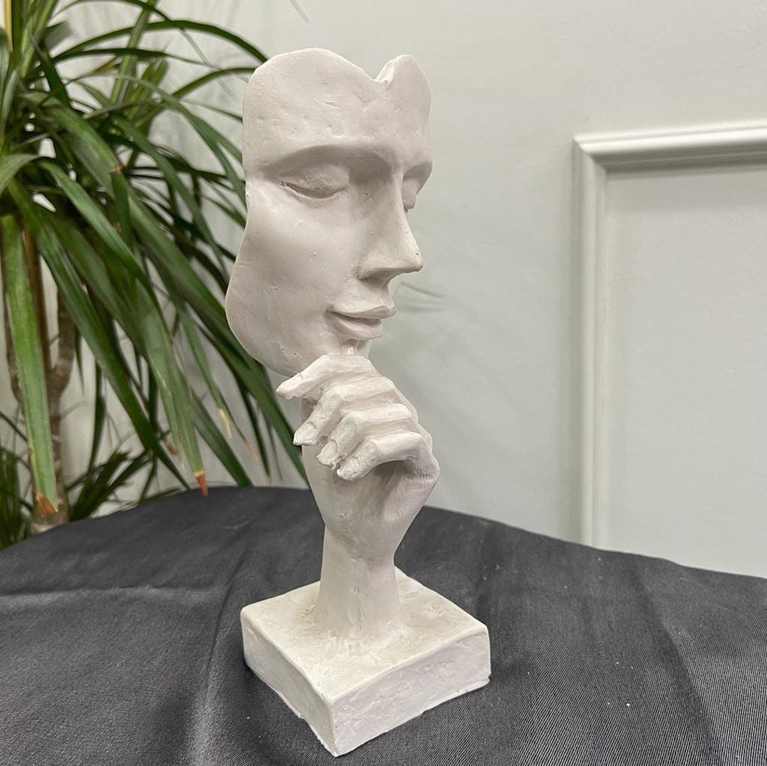 Mask on Her Chin Statue Mask Art Sculpture White Home Decor - Etsy