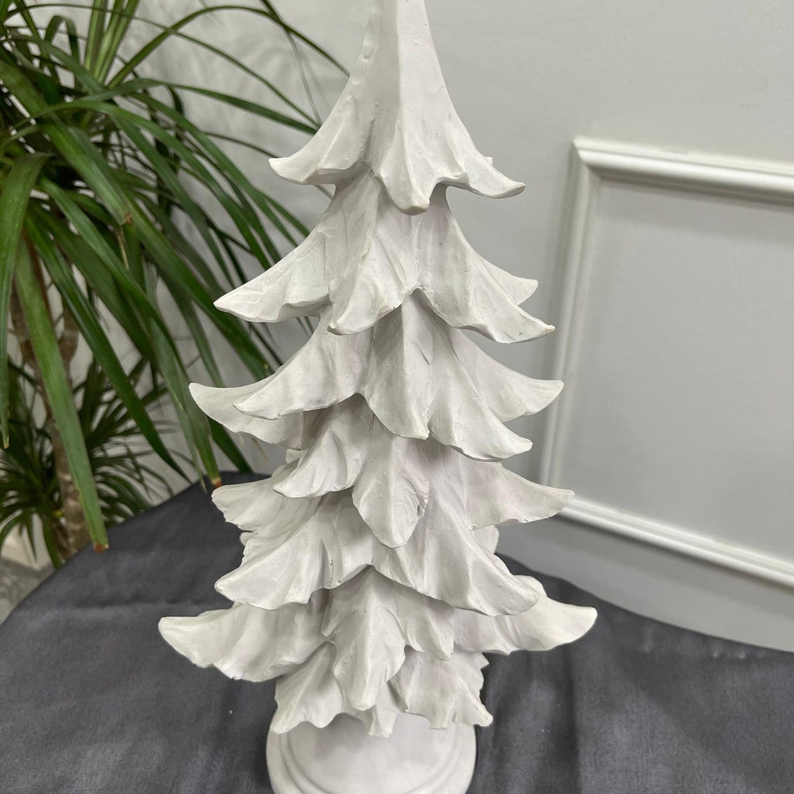 Large Glass Tree Statue, Christmas Art Sculpture, White Home Decor ...