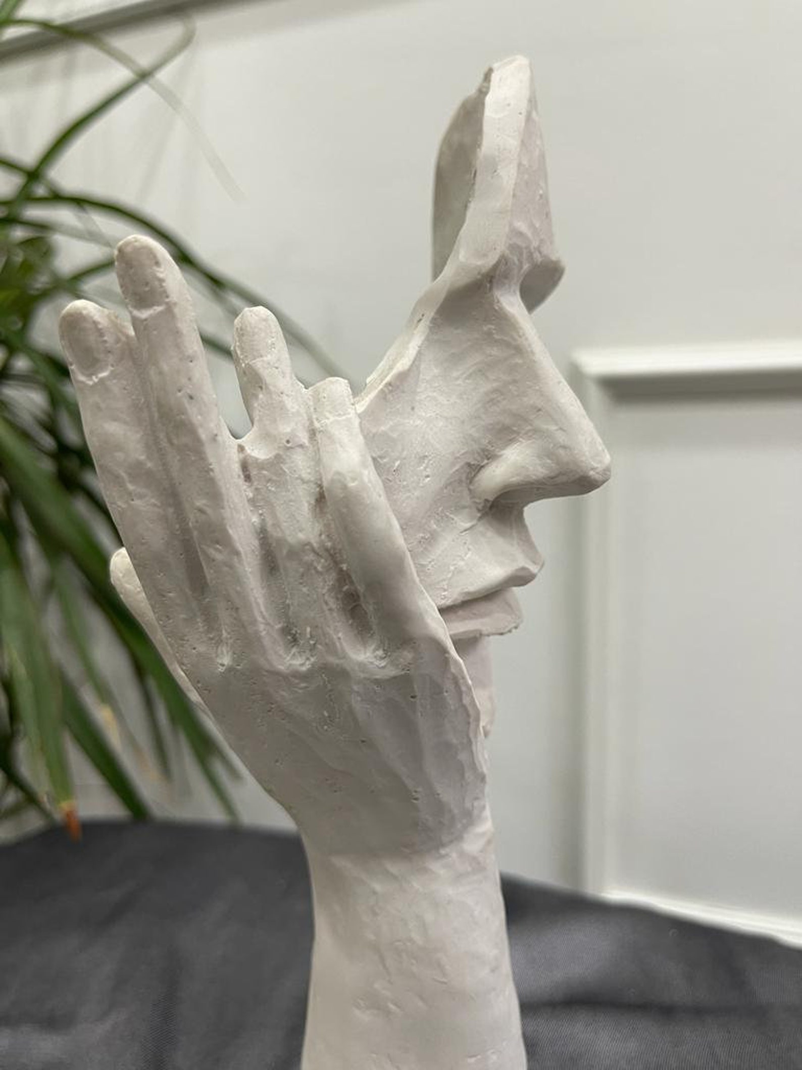 Mask on Cheek Statue Mask Art Sculpture White Home Decor - Etsy