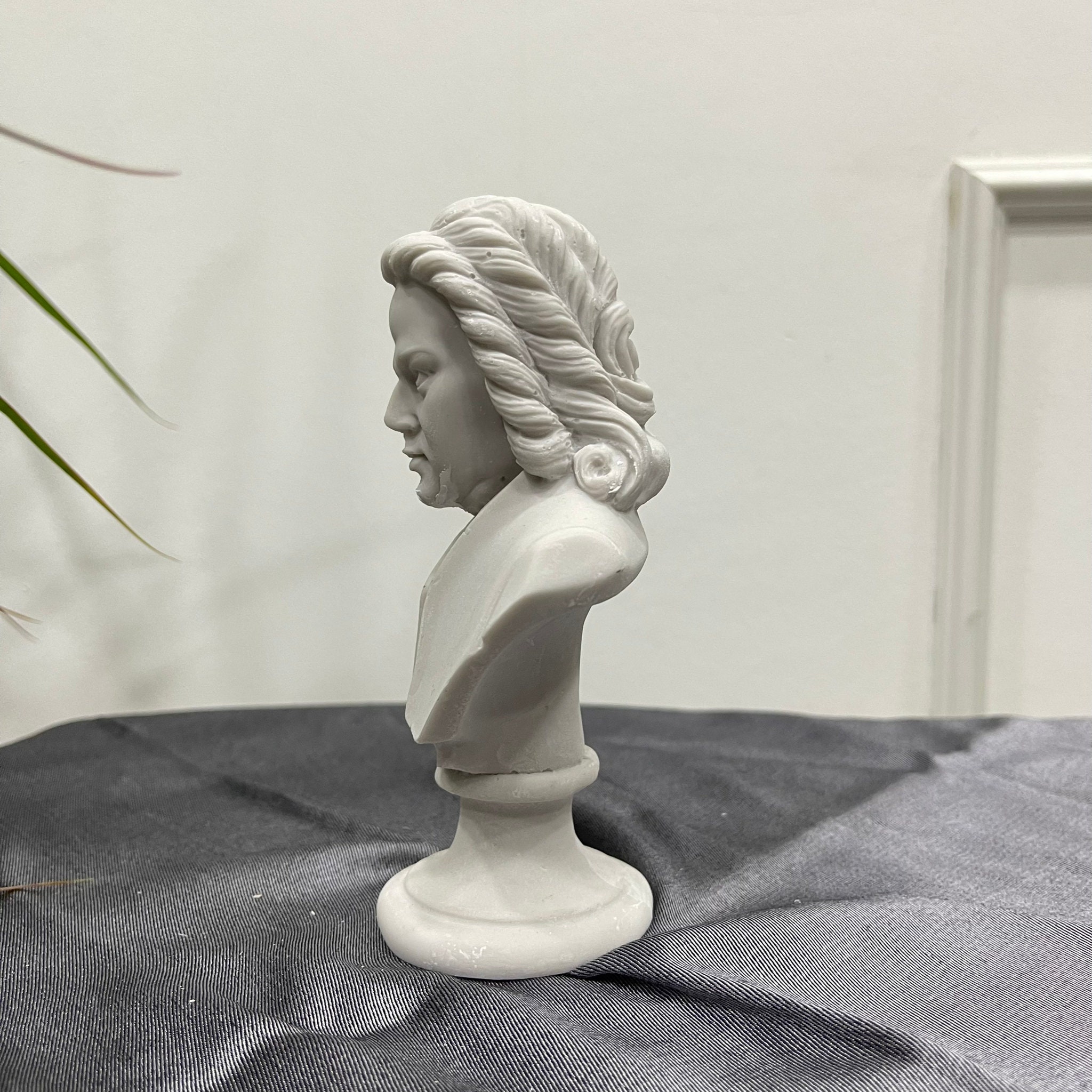 Mini Bach Bust Statue, Mini Art Sculpture, White Home Decor, Handmade ...