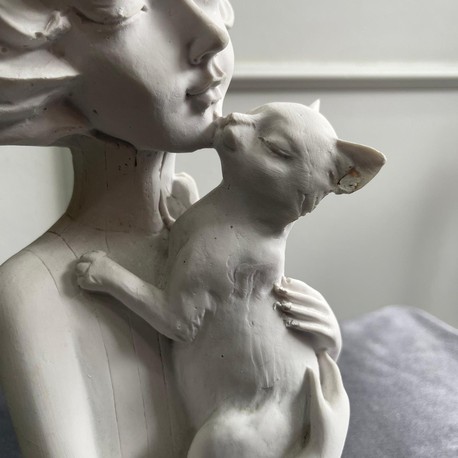 Cat Girl Art Statue Cat Girl Object Sculpture White Home - Etsy