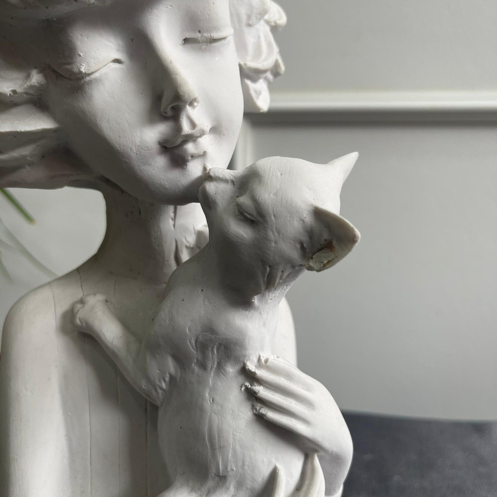 Cat Girl Art Statue Cat Girl Object Sculpture White Home - Etsy